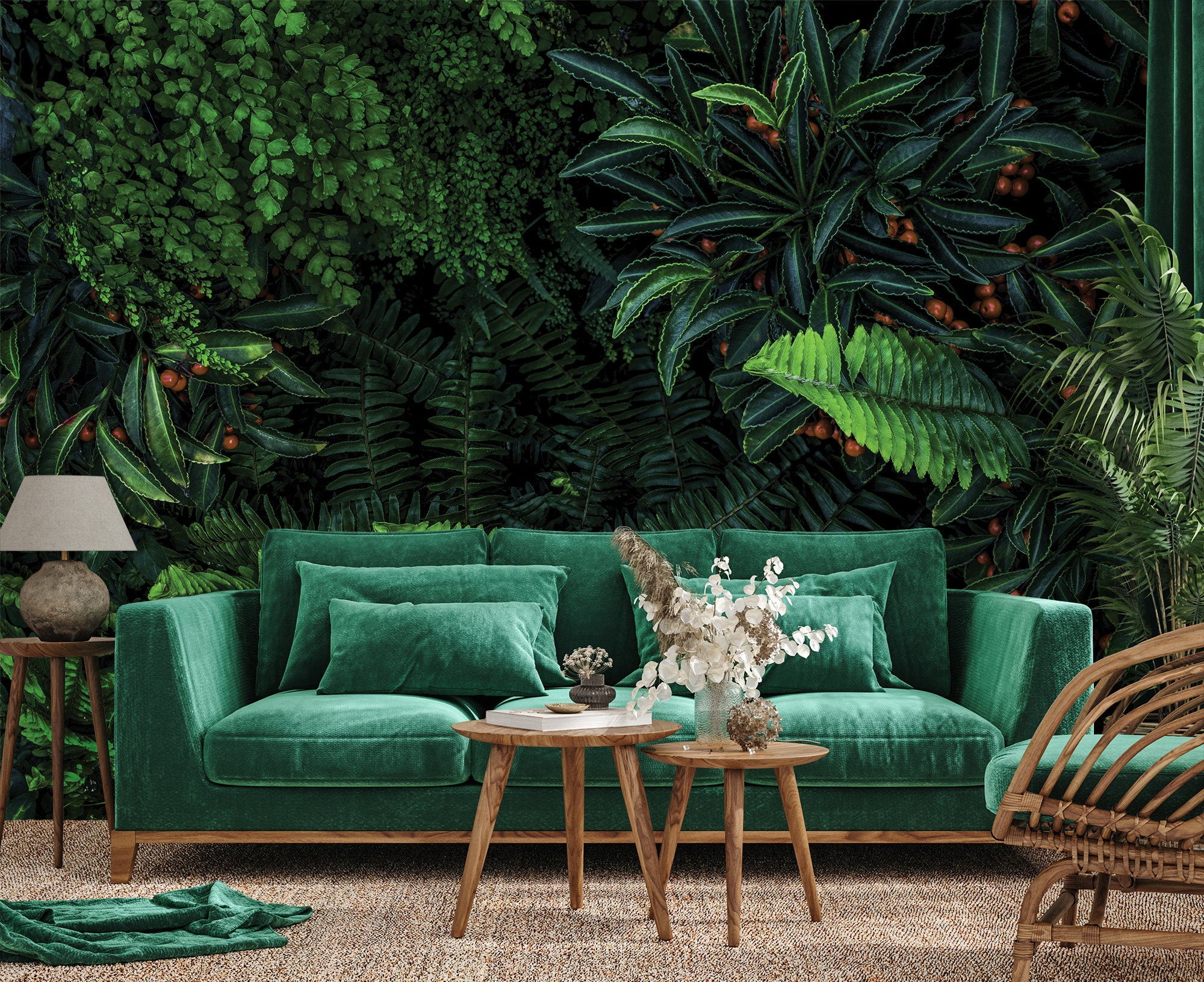 Dark Mystic Exotic Garden Photo Wallpaper, Botanical Tropical Mural ...