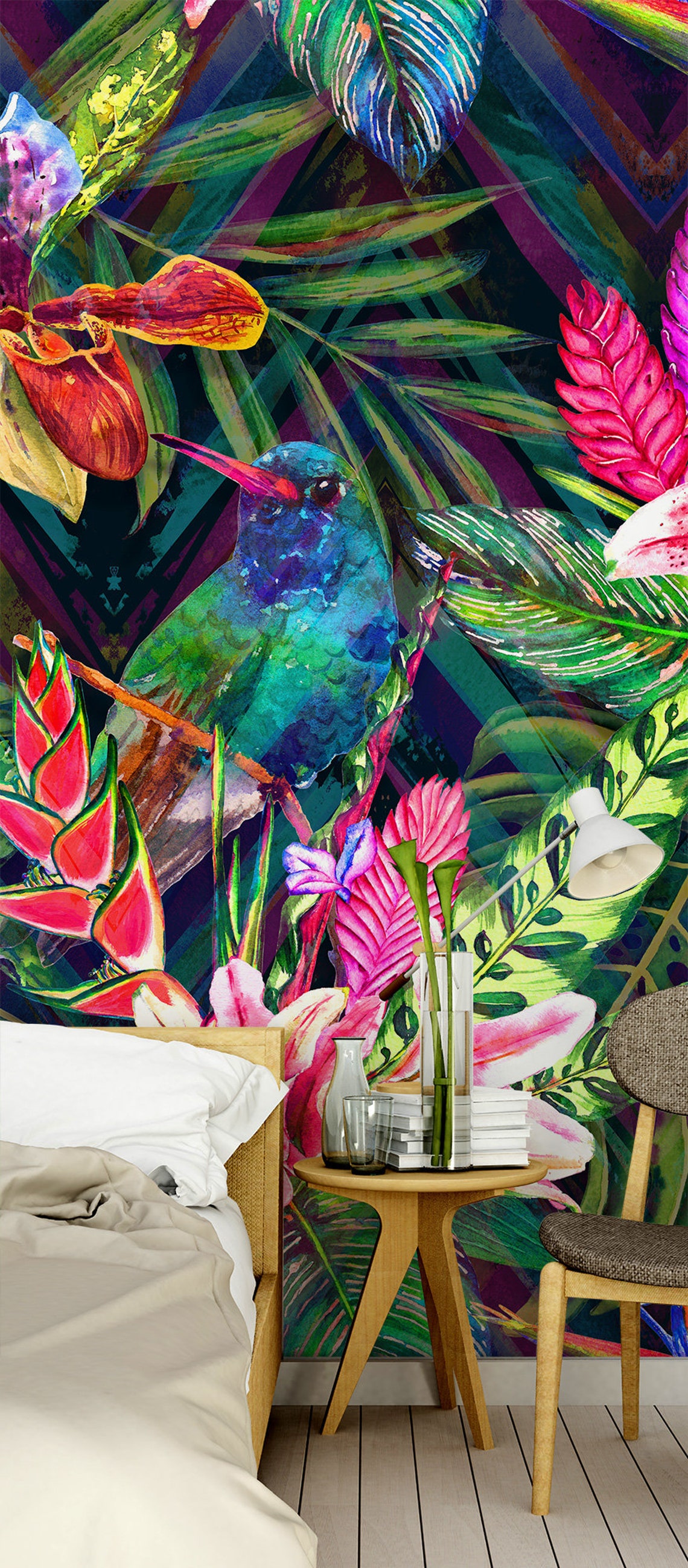 Colorful Exotic Paradise Wallpaper, Tropical Jungle With Birds and ...