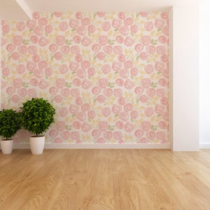 Watercolor Soft Pink Roses Pattern Wallpaper Self Adhesive - Etsy