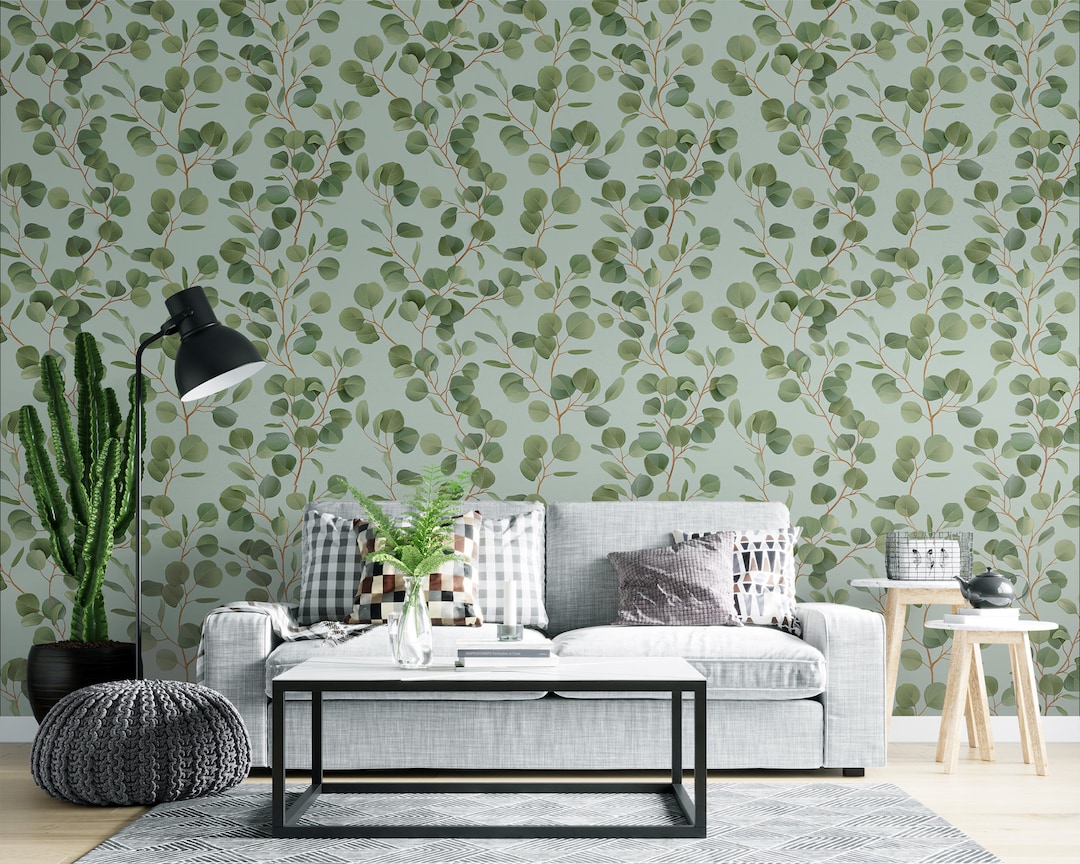 Green Wallpaper With Small Leaf Pattern | Self Adhesive | Peel & Stick ...