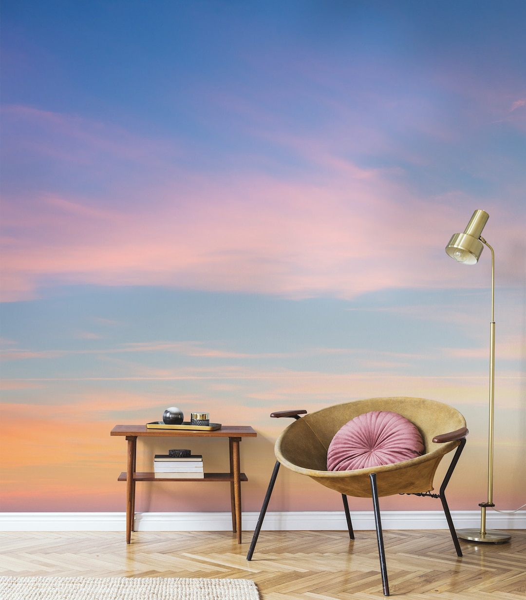 Colorful Sunset Sky Wall Mural, Pink Clouds, Sunset Wallpaper • Peel ...