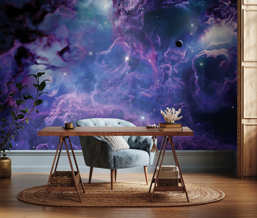 Cosmic Wallpaper, Nebula Pattern, Space and Stars Wall Mural • Peel and ...