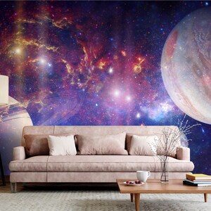 Space Wallpaper, Cosmic Galaxy Wall Mural, Planet Wallpaper Peel and ...