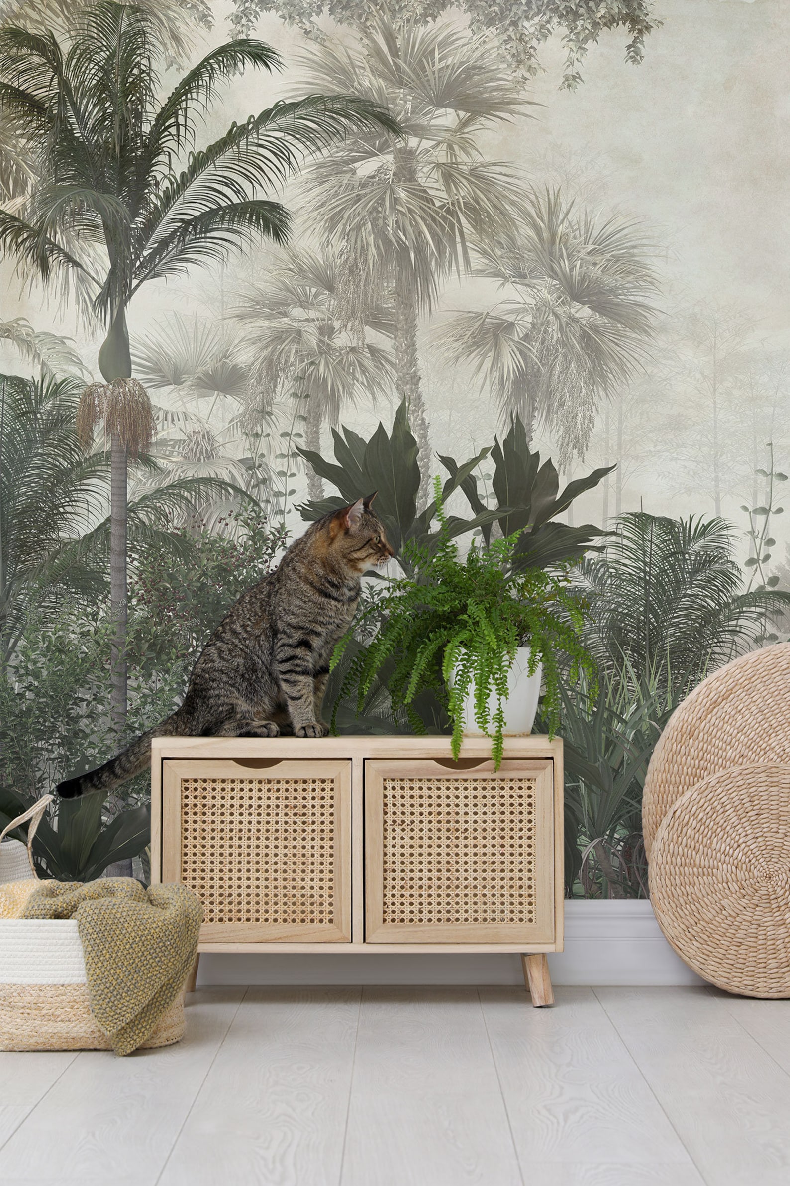 Vintage Tropical Jungle Wallpaper, Palm Trees and Exotic Plants | Self ...