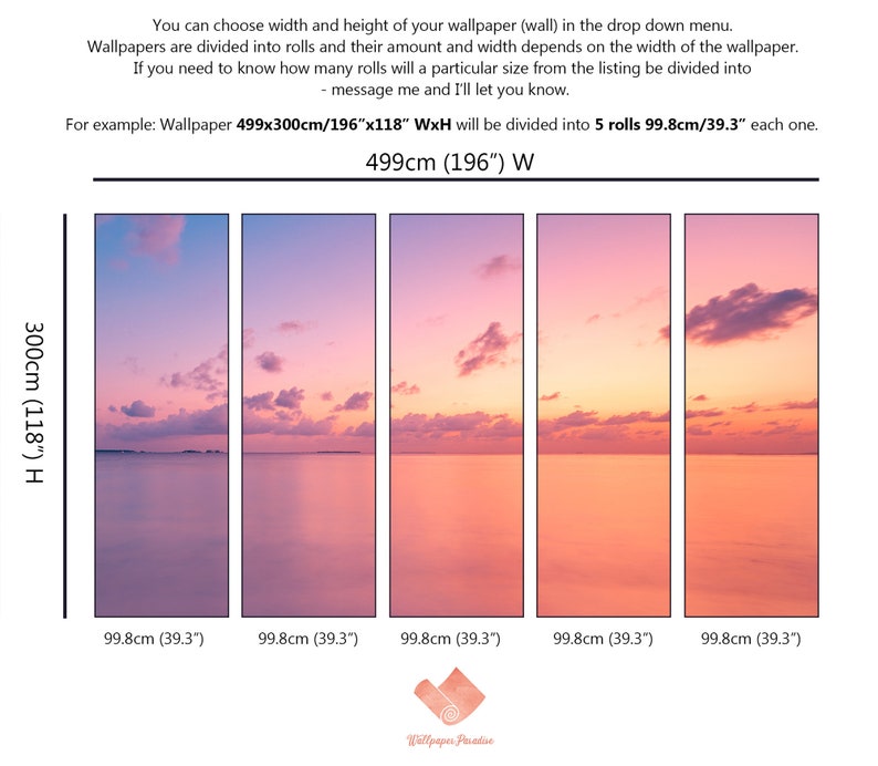 Sunset Seascape Wallpaper, Dreamy Sunset Wall Mural, Landscape ...