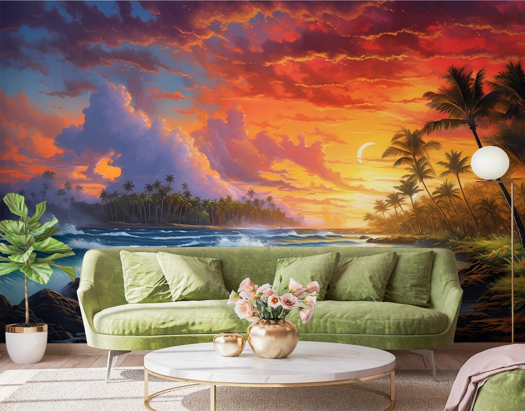 Beautiful Hawaii Wallpaper, USA, Abstract Island Wall Mural • Peel and ...