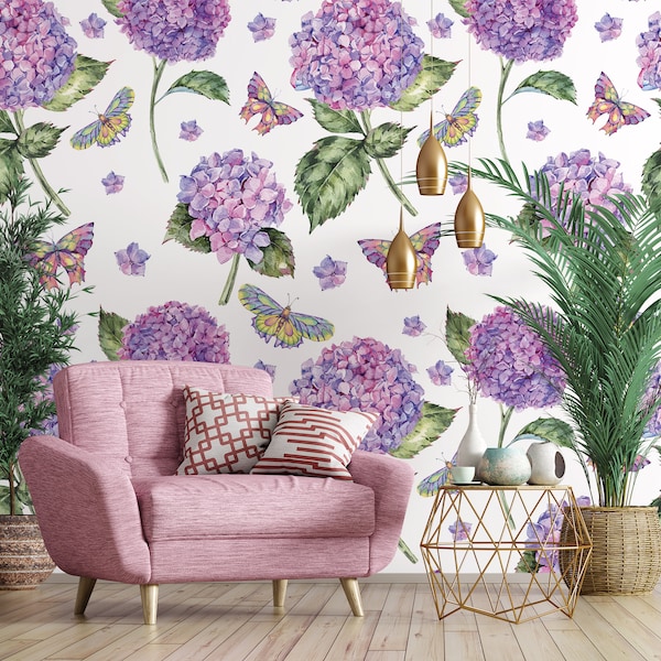 Hydrangea Wallpaper for Home - Etsy