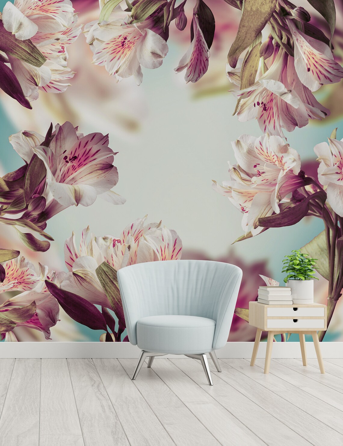 Photo Wallpaper With Blooming Lily Flowers Self Adhesive - Etsy