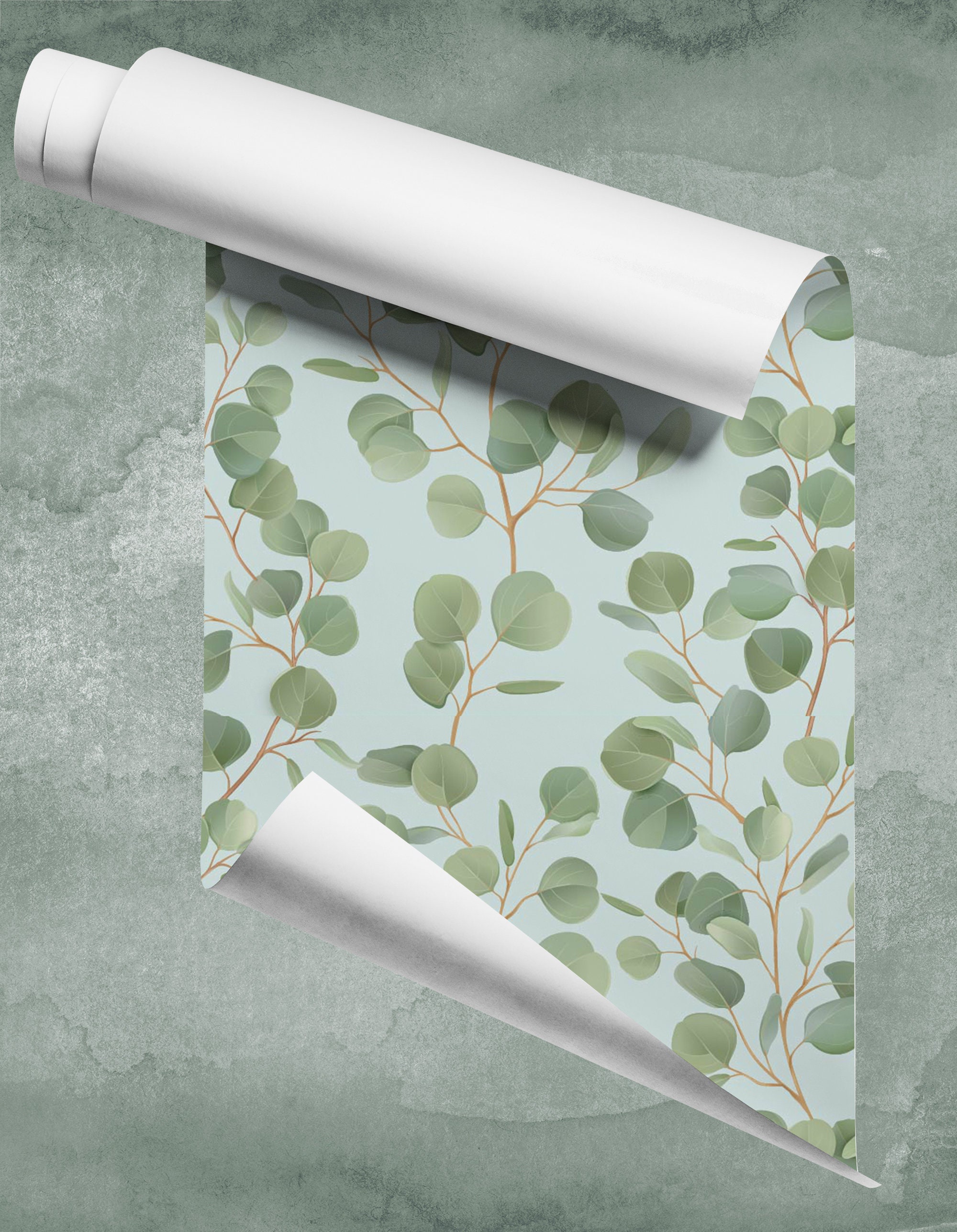 Green Wallpaper With Small Leaf Pattern Self Adhesive Peel | Etsy UK