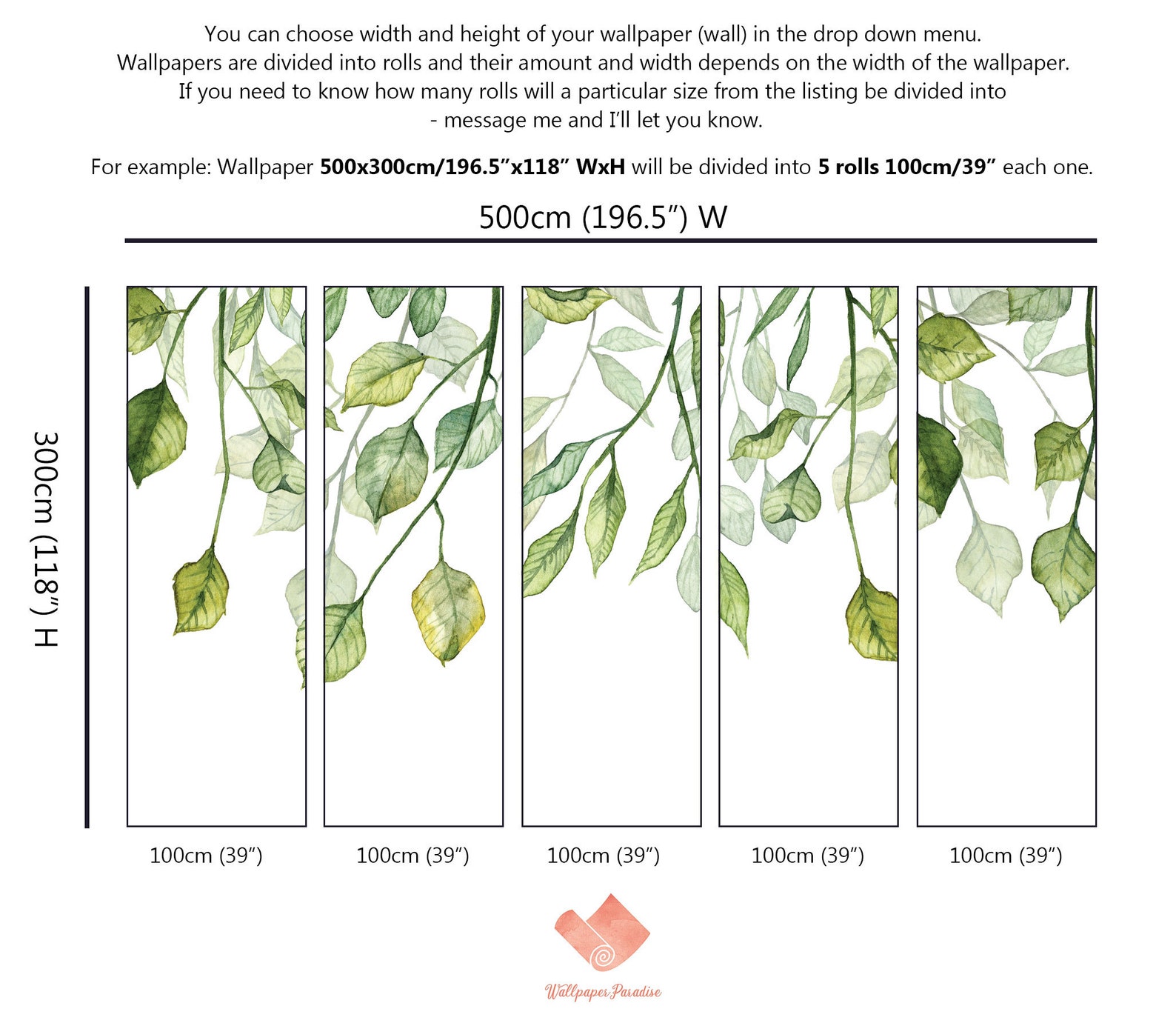 Watercolor Green Hanging Tree Leaves Wallpaper With White Background ...