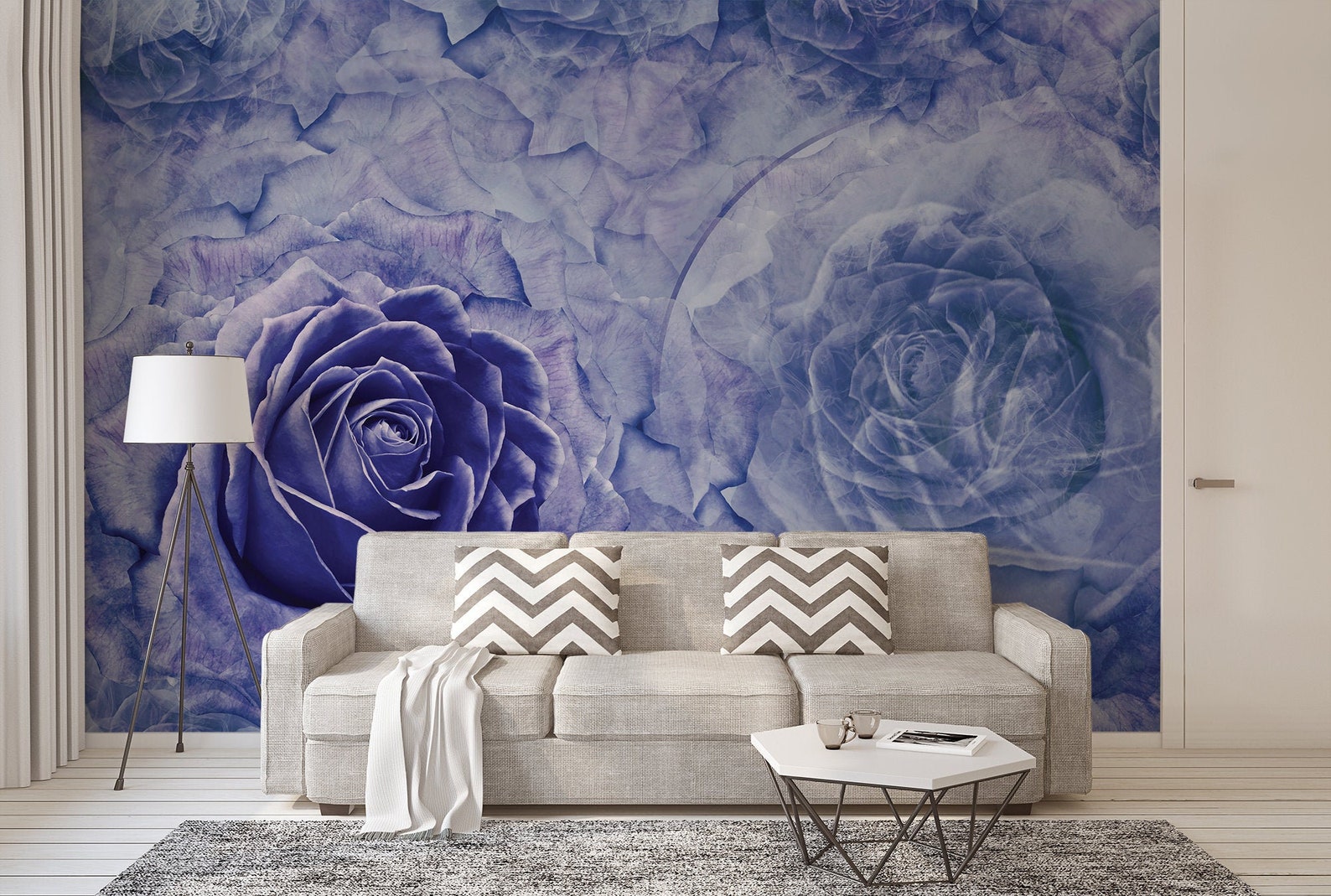 Blue Rose Abstract Photo Wallpaper Self Adhesive Peel & | Etsy