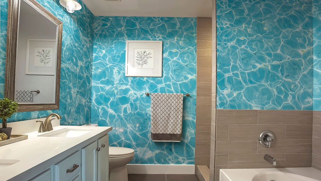 Water Surface Blue Wallpaper, Water Ripples Photo Wallpaper • Peel and ...