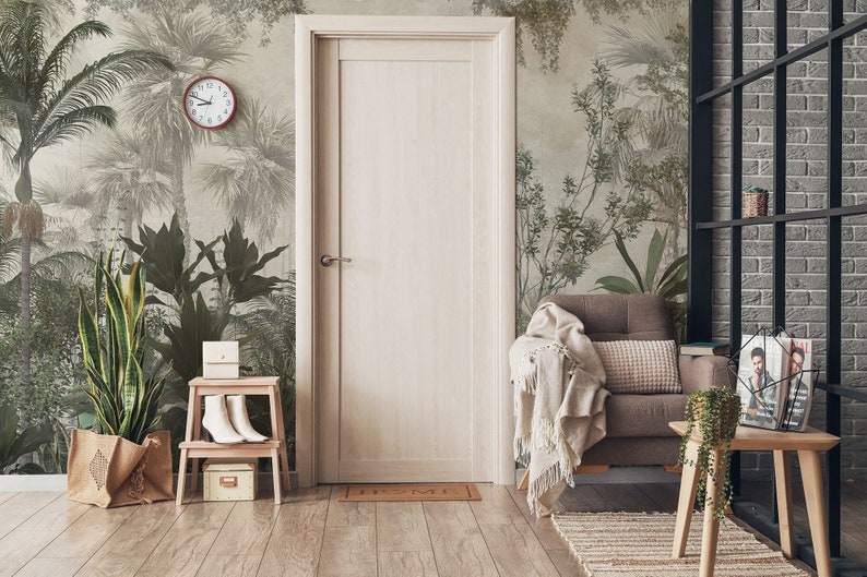 Vintage Tropical Jungle Wallpaper Palm Trees and Exotic - Etsy