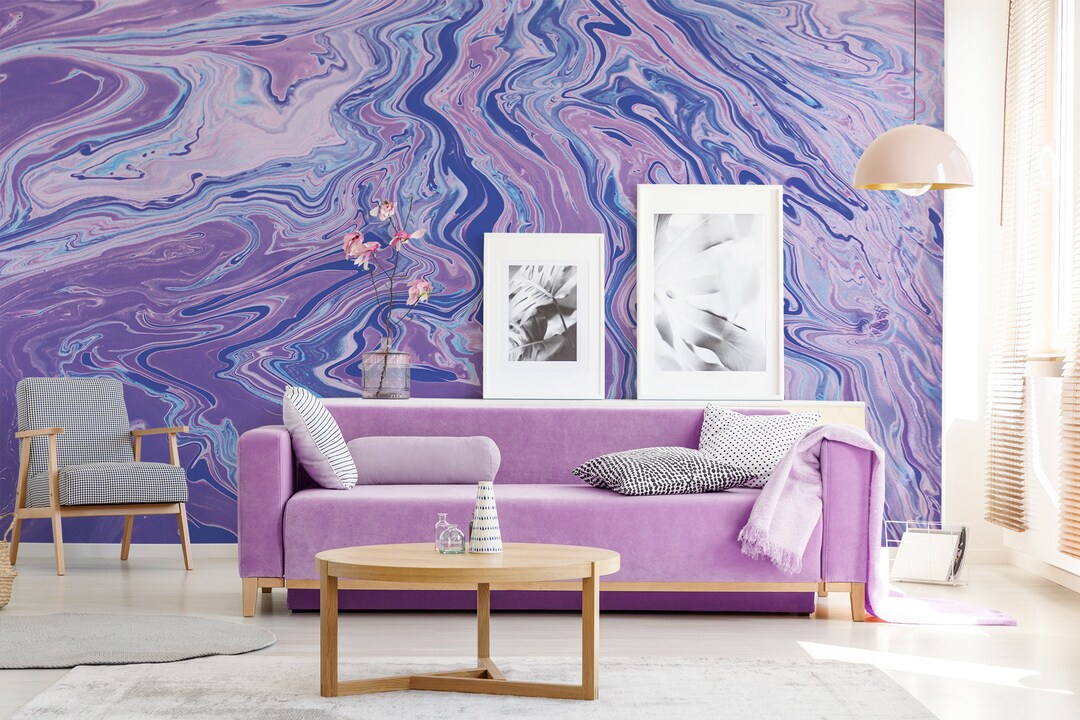 Violet Acrylic Paint Abstract Art Wallpaper | Self Adhesive | Peel ...