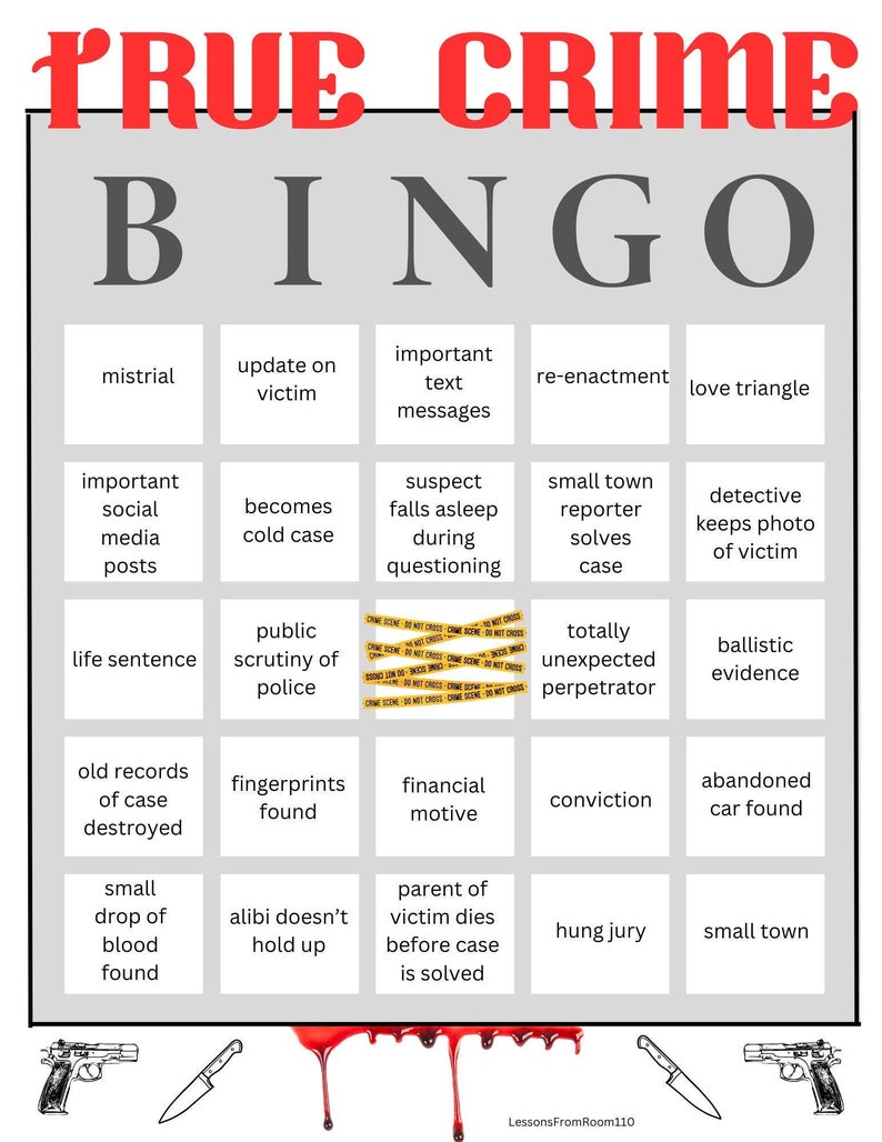 True Crime Show Fanatic Bingo Documentary Games 10 Different Cards - Etsy