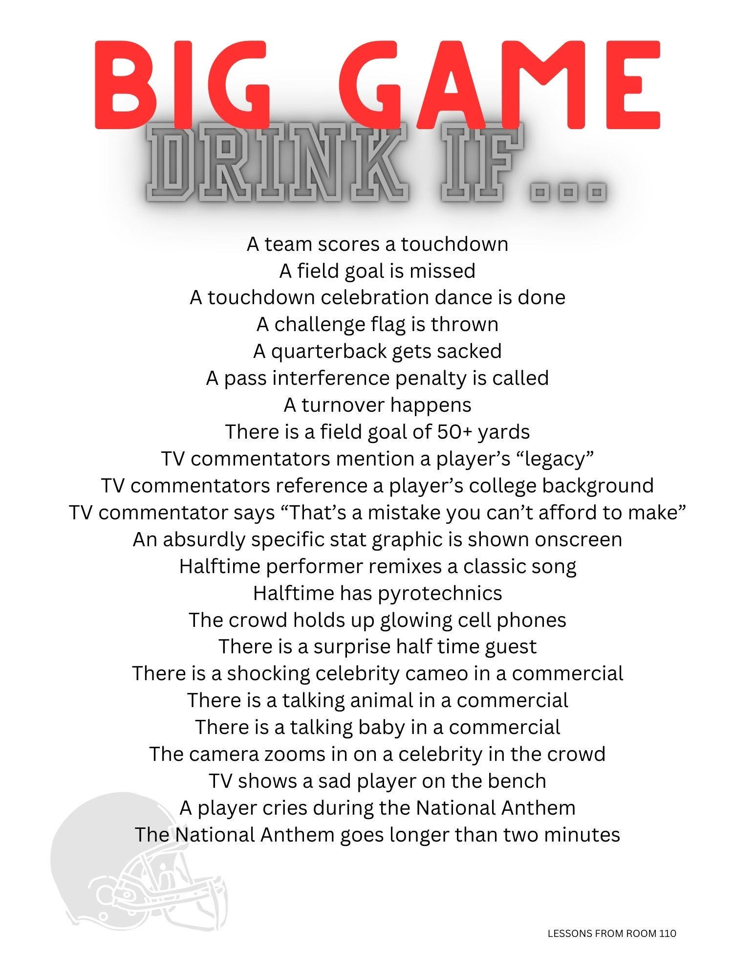 Big Game American Football Predictions and Other Fun Games - Etsy