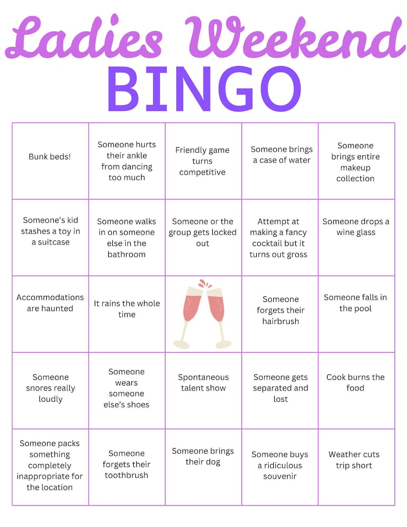 Fun Crazy Ladies Girls Weekend Trip Adventure Bingo - Etsy