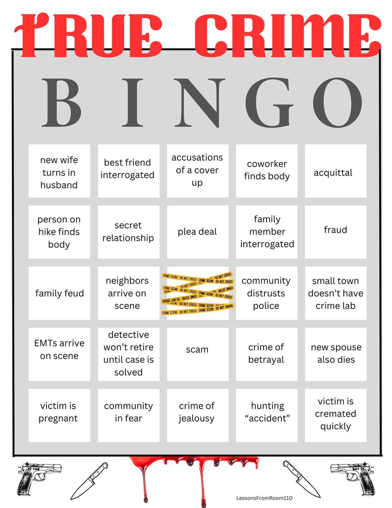 True Crime Show Fanatic Bingo Documentary Games 10 Different Cards - Etsy