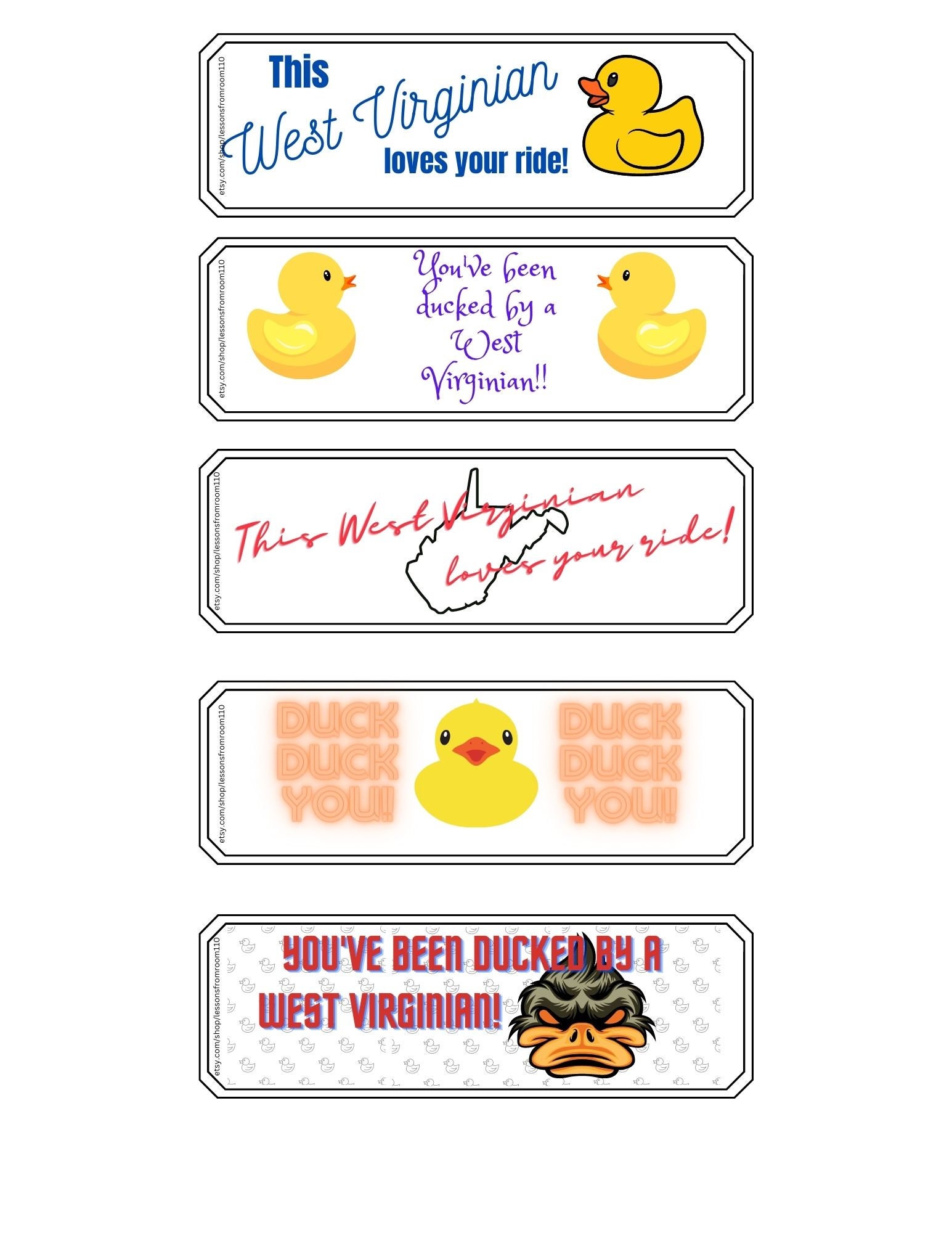 West Virginia Off-road Duck Tags Four Wheeling Printable Download - Etsy