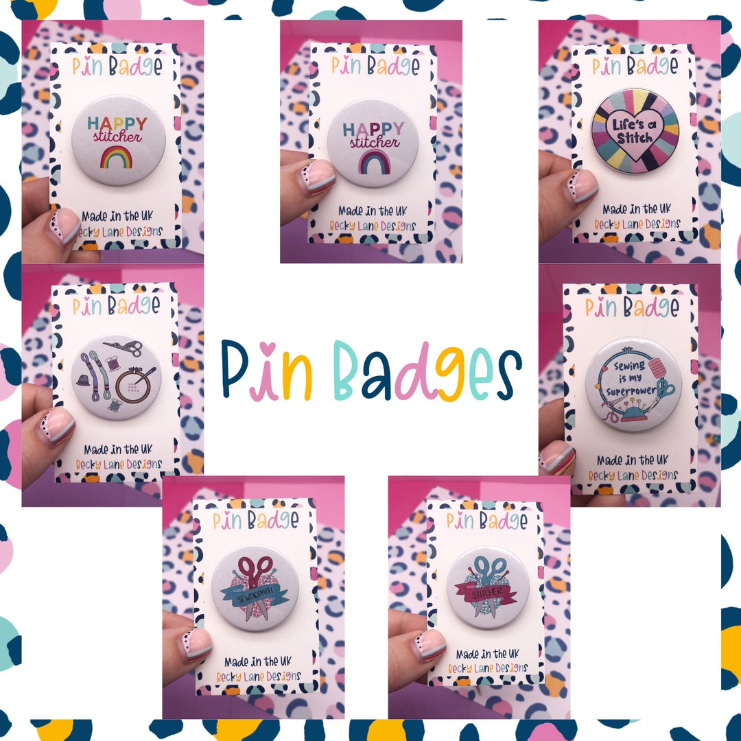 Sewing Themed Pin Badges- Various Designs - Etsy UK