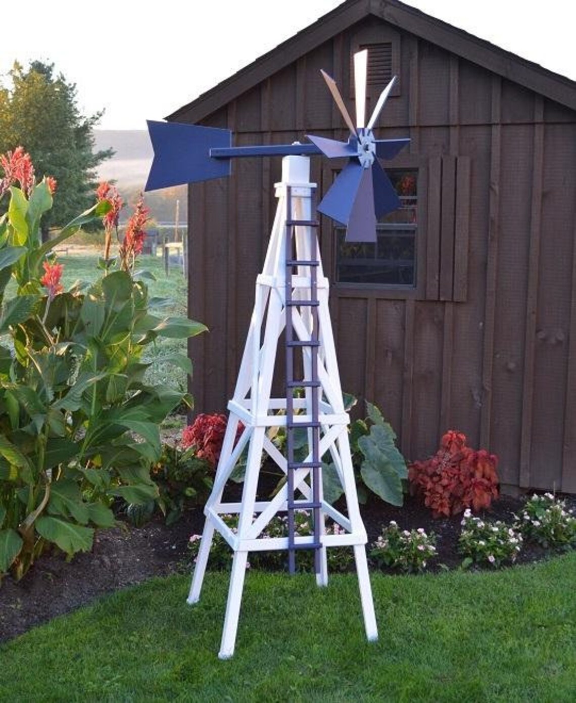 Amish-made 82 Painted Wooden Farm Windmill Yard - Etsy