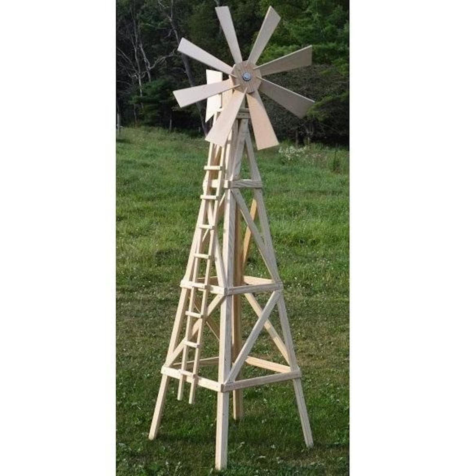 Amish-made 82" Stained Wooden Farm Windmill Yard Decorations - Etsy