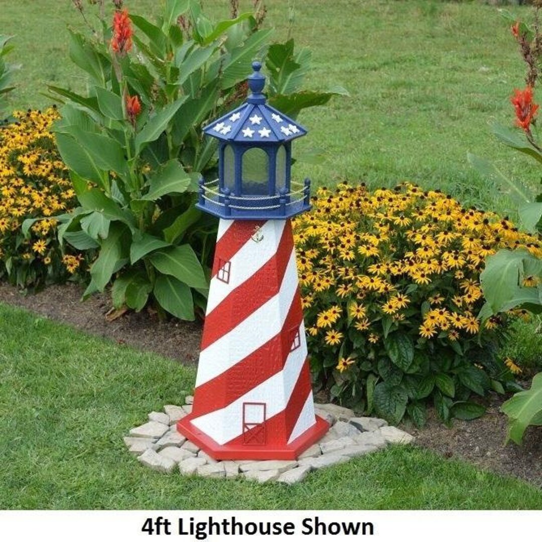 Amish-made Patriotic Style Wooden Lighthouses - Etsy