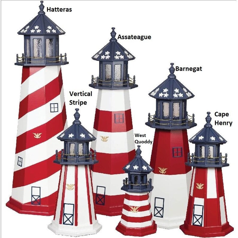 Amish-made 8-sided Wooden Patriotic Lighthouses - Etsy