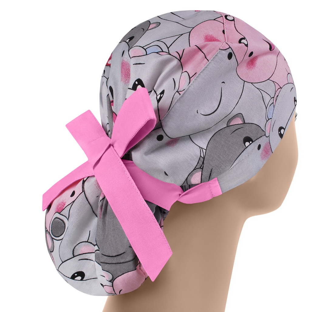 Scrub Cap Ponytail, Hippo Surgical Hat, Nurse Cap Long Hair, Scrub Hats ...
