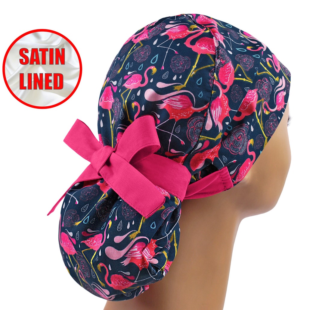 Satin Lined Ponytail Scrub Caps Surgical Cap Women Scrub - Etsy