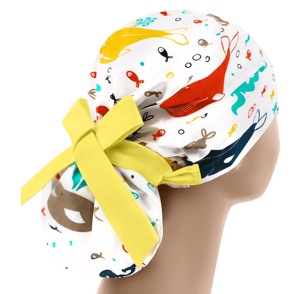 Scrub Hats Fish, Scrub Caps Long Hair, Nurse Scrub Cap, Womens Scrub ...