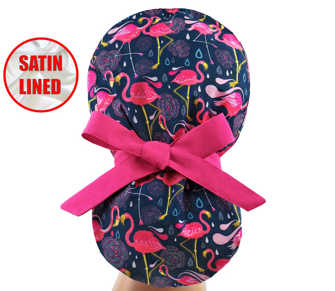 Satin Lined Ponytail Scrub Caps Surgical Cap Women Scrub - Etsy
