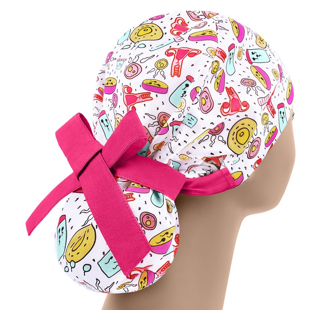 Surgical Cap OB Gyn, Ponytail Scrub Hats, Scrub Caps for Women, IVF REI ...