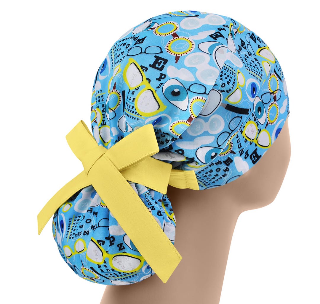 Eyes Nurse Cap, Scrub Caps Glasses, Ponytail Scrub Hats, Surgical Hat ...