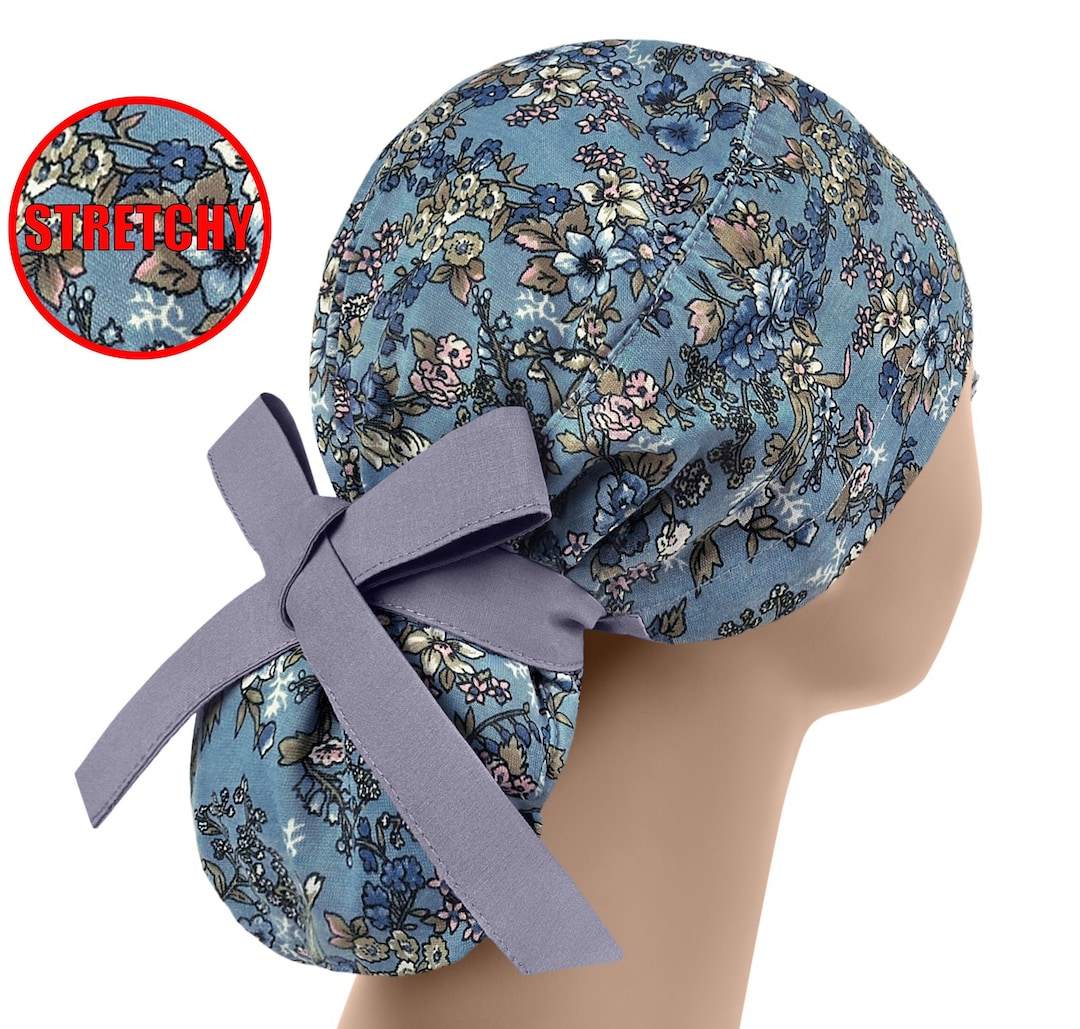 Ponytail Scrub Caps, Womens Surgical Cap, Surgery Hat Ties, Stretchy ...