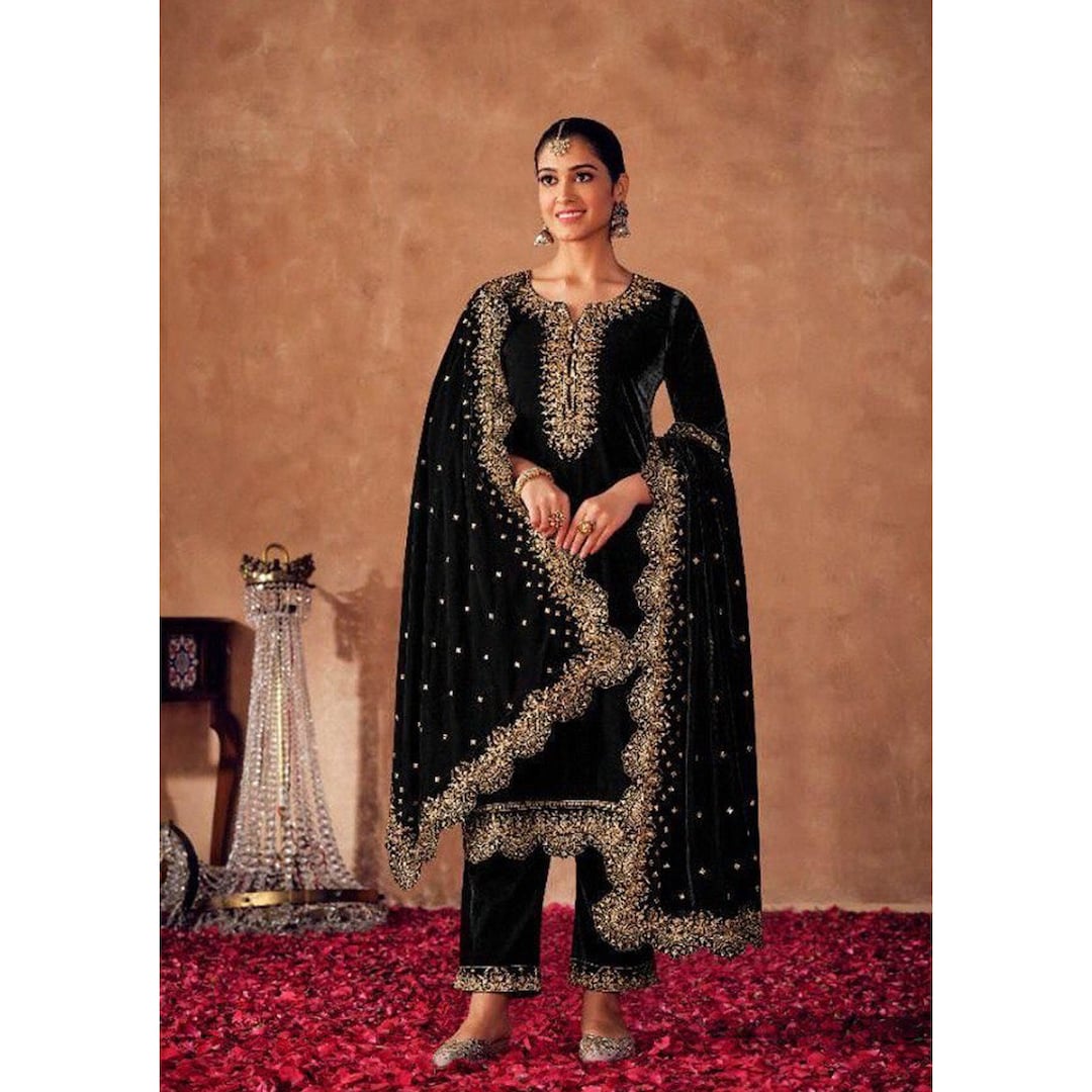 Lovely Black Color Designer Shalwar Kameez Dupatta Dress Ready - Etsy