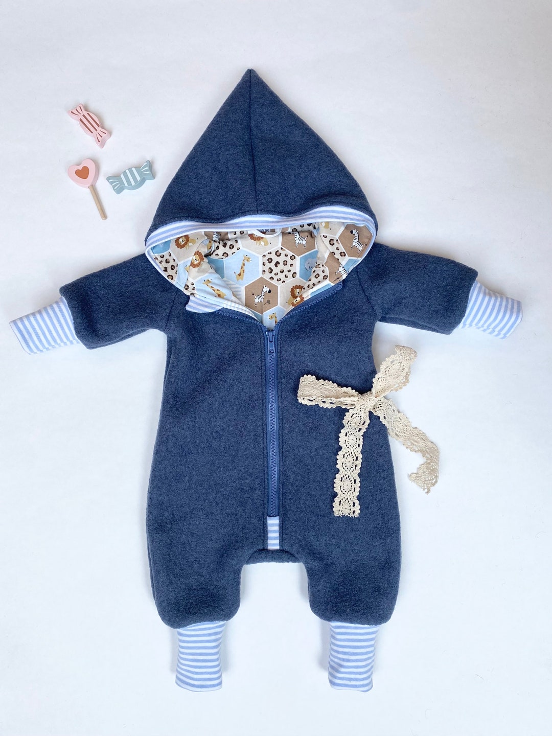 Walk Overalls in Smoke Blue, Cuffs in Light Blue Striped, Safari With ...