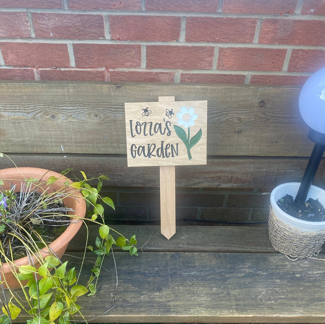 Solid Oak Engraved Hardwood Garden Sign 240mm X 190mm X 20mm approx ...