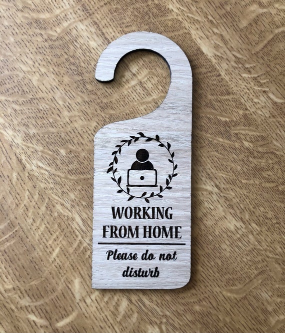 Working From Home Do Not Disturb Door Sign Engraved Wooden | Etsy UK