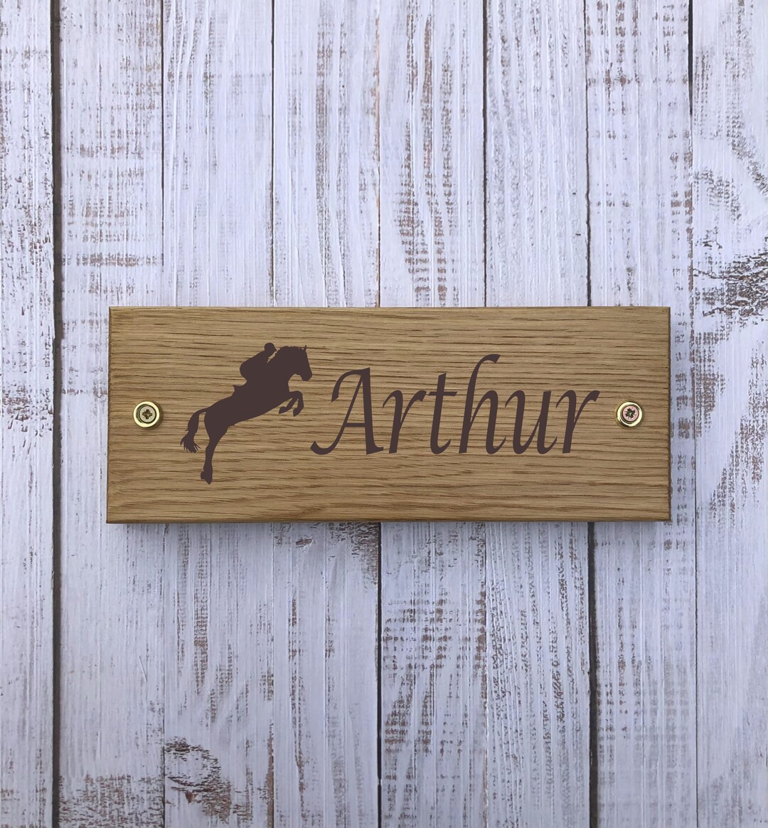 Personalised Horse Stable/stall Name Sign - With Jumping Horse - Lucida ...