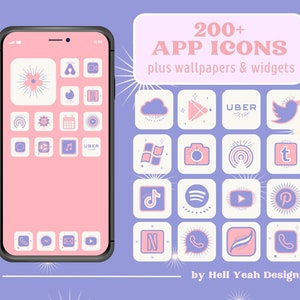200+ App Icons, Purple & Pink Phone Icons - Etsy
