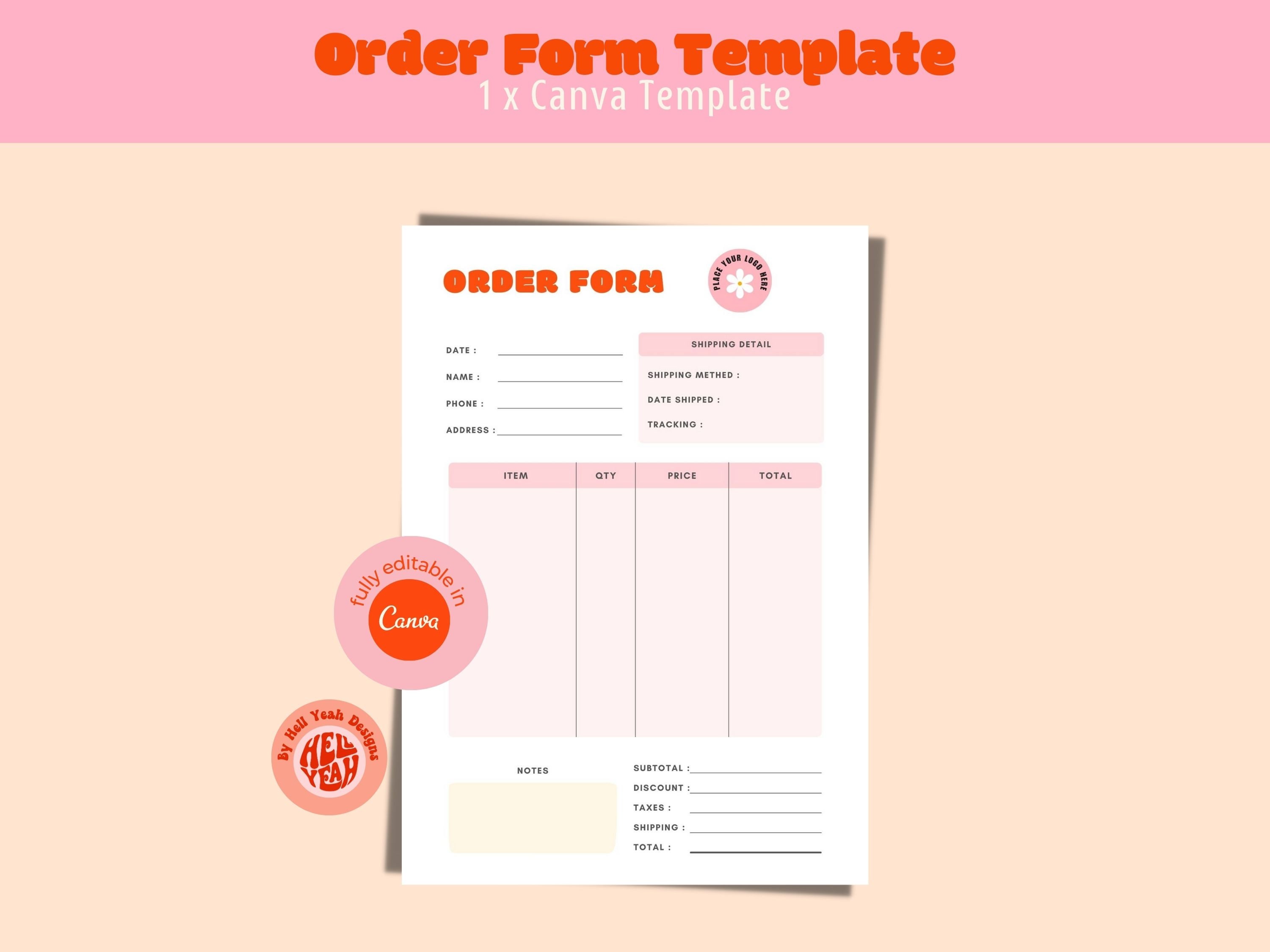 Order Forms Template Fully Editable in Canva - Etsy