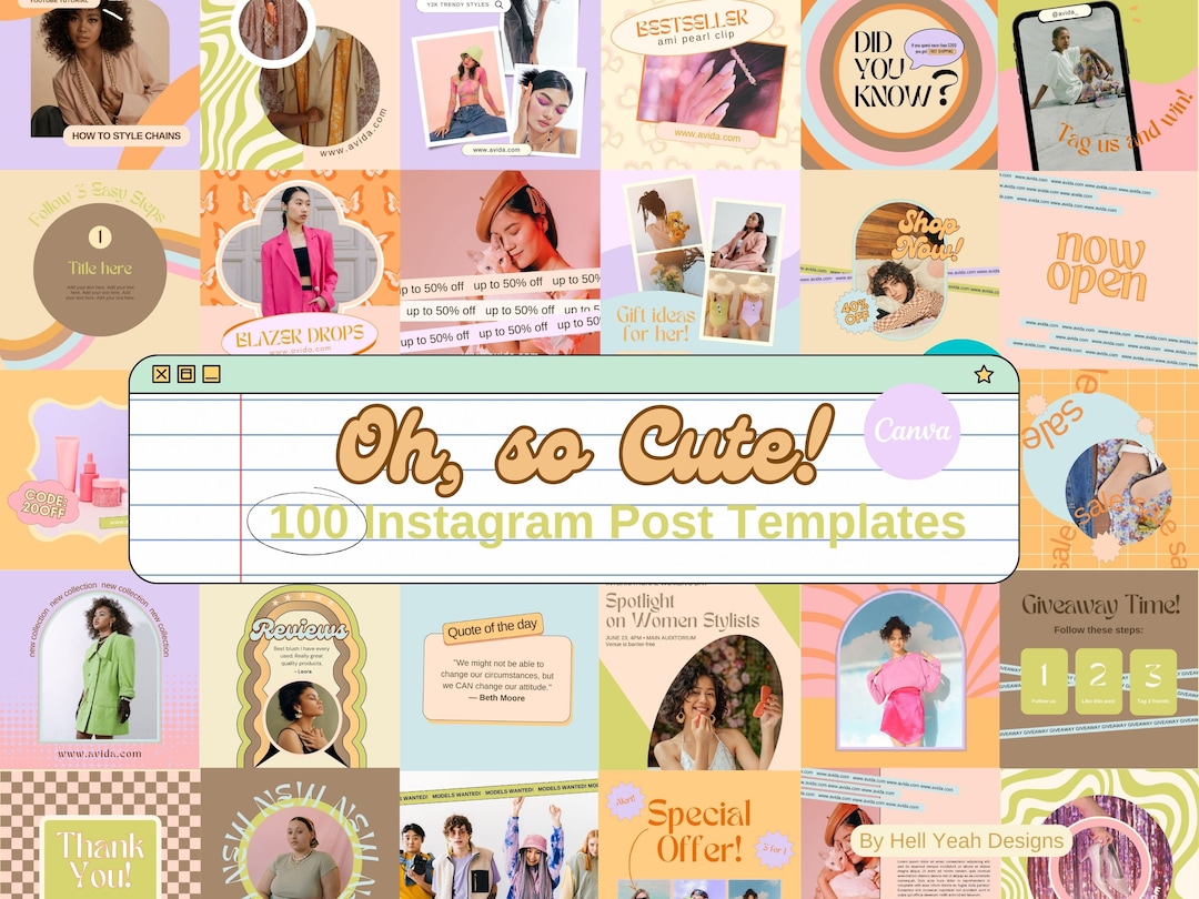 100 Super Cute Instagram Post Templates Canva - Etsy