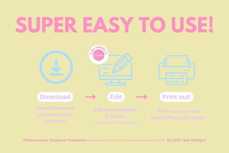 Pretty Pop Business Card Canva Templates - Etsy