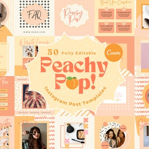 Peachy Pop! Instagram Post Templates Canva - Etsy