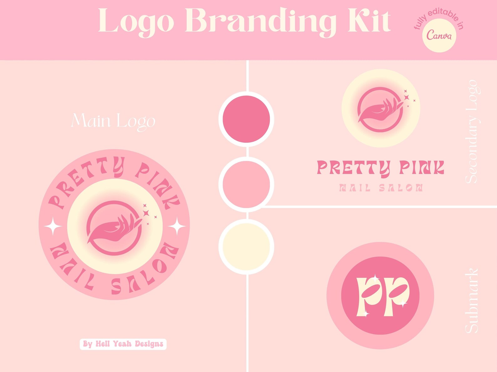 Pre-made Logo Templates Editable Canva Logo Designs Pink - Etsy