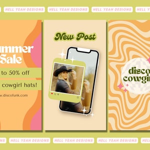 Disco Cowgirl Instagram Bundle, Editable Canva Templates - Etsy