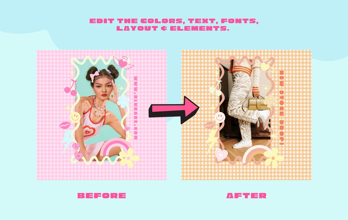 Y2K Instagram Post Templates Canva - Etsy