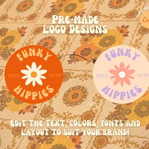 Pre-made Logo Templates, Editable Canva Logo Designs, Retro Logo, DIY ...