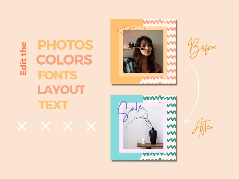 Peachy Pop Instagram Post Templates Canva - Etsy